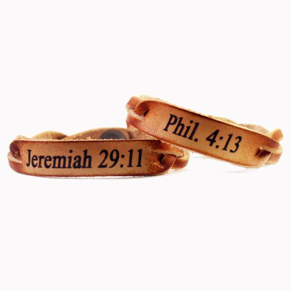 Faith Bible Verse Hand Crafted Leather Bracelet | Six Shooter Gifts